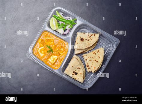North Indian Food Thali Shahi Paneer With Tawa Roti And Salad In