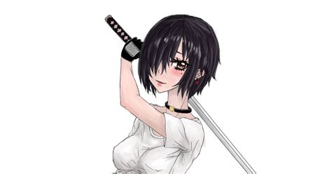 オリジナル 刀持つ短髪少女（色付け） キノコ君のイラスト Pixiv