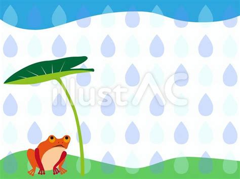 カエル雨宿りイラスト No 814339／無料イラストフリー素材なら「イラストac」