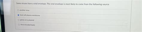 Solved Some Viruses Have A Viral Envelope The Viral Chegg