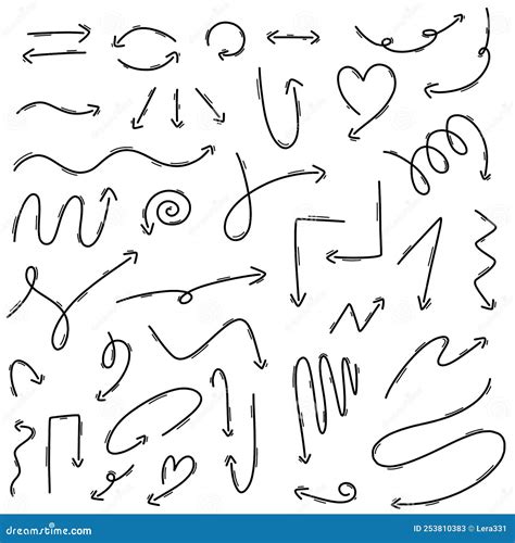 Hand Drawn Doodle Arrows Set Vector Stock Vector Illustration Of