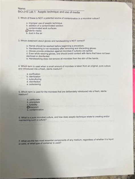 Solved Name BlO 215 Lab 1 Aseptic Technique And Use Of Chegg Com