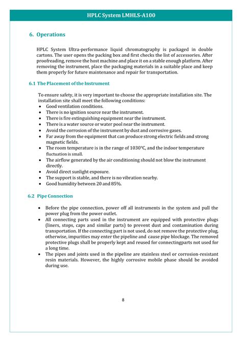 Hplc System Lmhls A100 Operating Manual Labmate