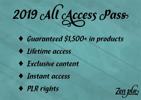 2019 All Access Pass Zen Plr