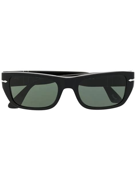 Persol Tinted Rectangular Frame Sunglasses In Black Modesens