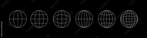 World Globe Grids In Circle Form Linear Striped Spheres Earth