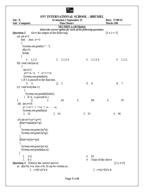 Icse Sample Paper 5 For Computer Applications Pdf Class Computer Programming Constructor