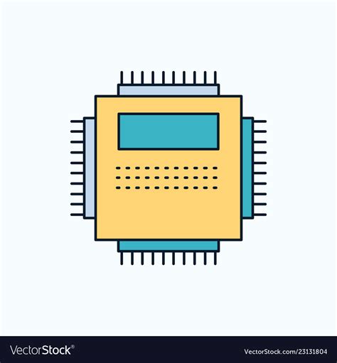 Processor Hardware Computer Pc Technology Flat Vector Image