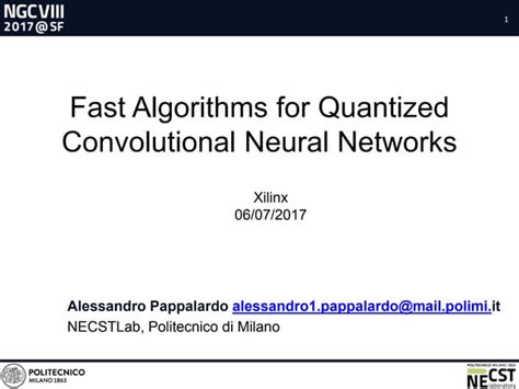 Fast Algorithms For Quantised Convolutional Neural Networks Ppt