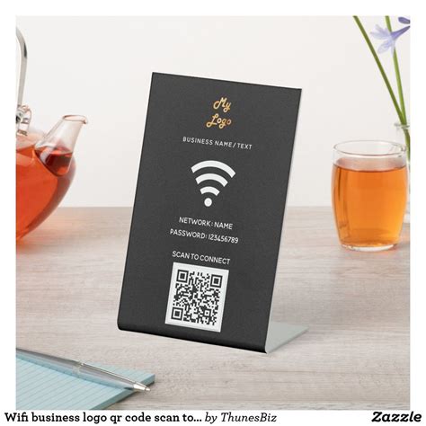 Wifi Business Logo Qr Code Scan To Connect Black Pedestal Sign Zazzle