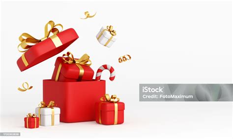 흰색 바탕에 현실적인 3d 빨간색 선물 상자입니다 3d 렌더링 0명에 대한 스톡 사진 및 기타 이미지 0명 12월 강단 Istock