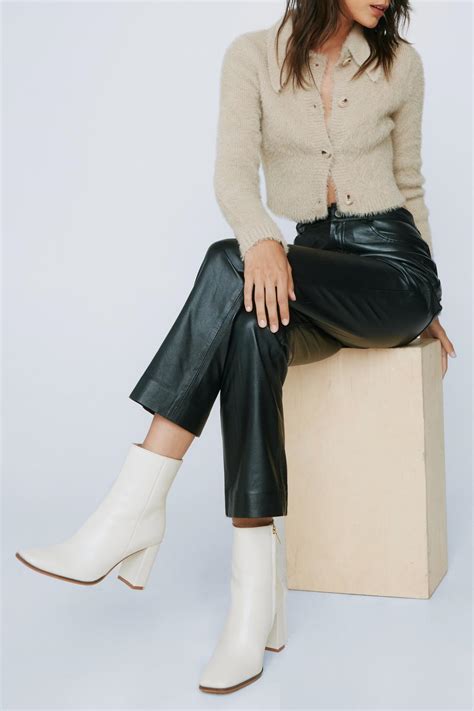Leather Square Toe Heeled Ankle Boots Nasty Gal