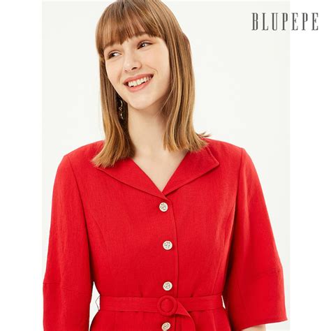 포스티 블루페페 벨티드 원피스 Rdp222mse705