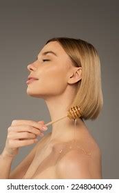 Side View Woman Naked Shoulders Holding Stock Photo Shutterstock