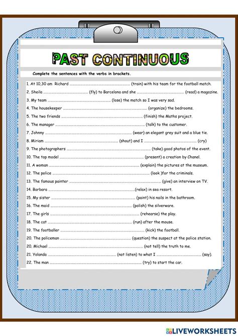 Past Continuous X46 Svc Worksheet Live Worksheets