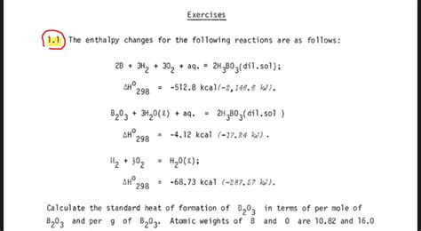 Solved Exercises1 1 The Enthalpy Changes For The Following Chegg