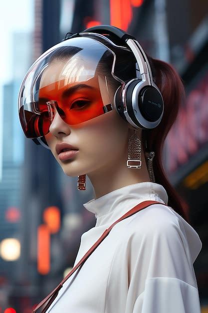 Premium Ai Image A Woman Wearing Headphones And Sunglasses