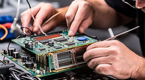 Premium Ai Image Closeup Of Hands Fixing Computer Board Computer