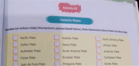 Activily 02 Tectonic Plates Number Or Colour StudyX