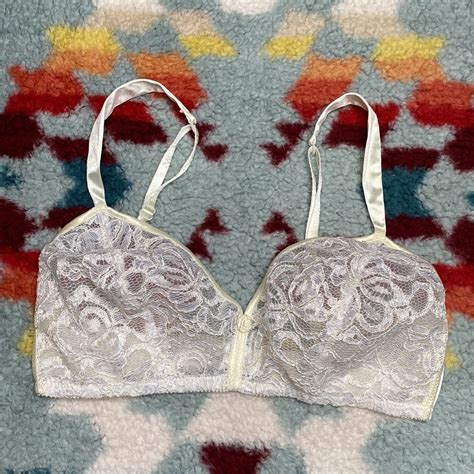 Vintage Victorias Secret 80s Sheer Lace White Bra Gem