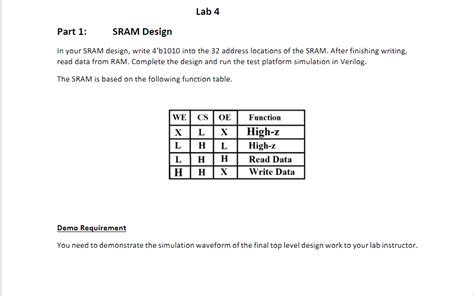 Solved Lab Part SRAM Design In Your SRAM Design Write Chegg Com