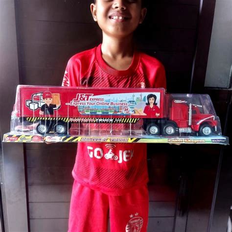 Jual Mainan Truk Kontainer Kurir Miniatur Mobil Peti Kemas Anak Laki