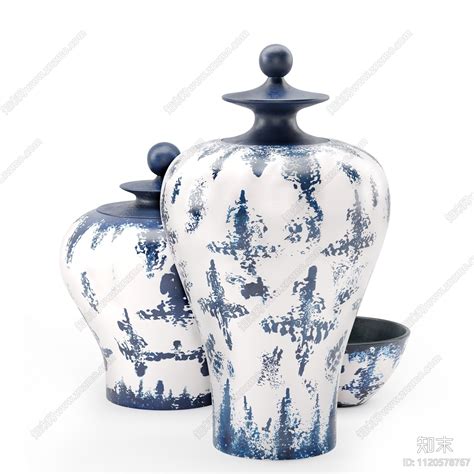 中式陶瓷器皿3d模型下载【id1120578767】知末3d模型网