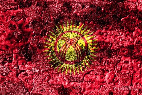 Kyrgyzstan Grunge Rusted Metal Texture Flag Rust Metal Background