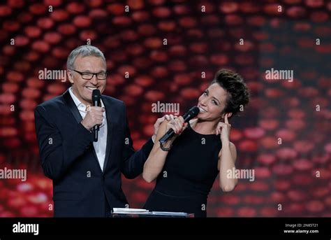 French Tv Hosts Laurent Ruquier Left And Virgine Guilhaume Perform
