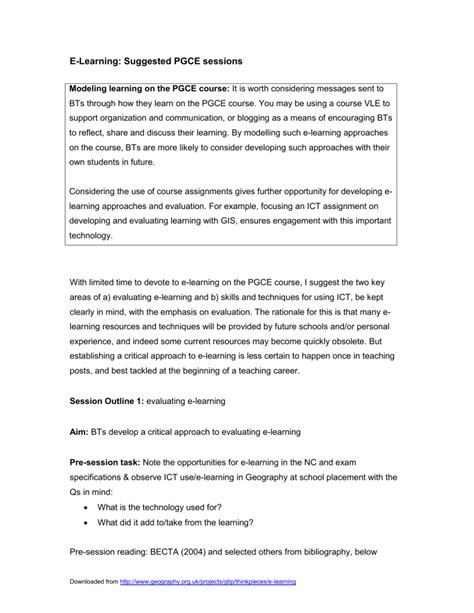 Advice And PGCE Sessions On E