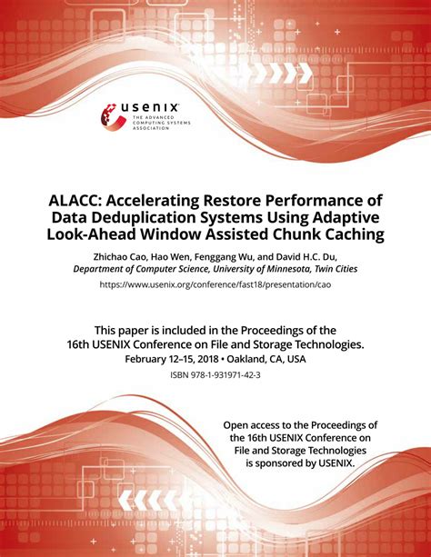 PDF ALACC Accelerating Restore Performance Of Data Deduplication