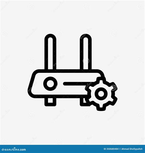 Icon Line Modem Internet Setting Gear Symbol Vector Illustration 350680484