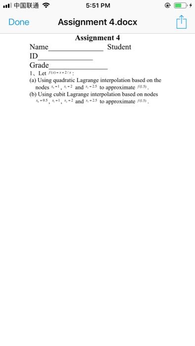Solved Grade 1 Let Sx X2x A Using Quadratic Lagrange