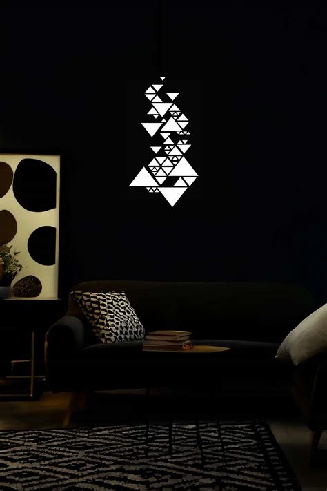 Geometrik Reflektör Detaylı Deri Duvar Dekoru Tablo Angels Deco