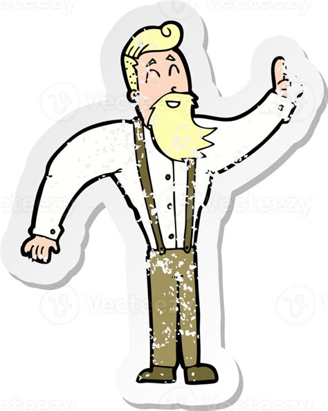 Pegatina Retro Angustiada De Un Hipster De Dibujos Animados 39945263 Png