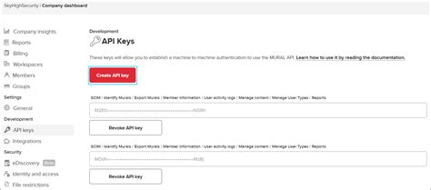 step 1 create api key in mural skyhigh security