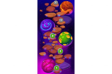 Game Ui Level Map With Space Planets Illustrations ~ Creative Market