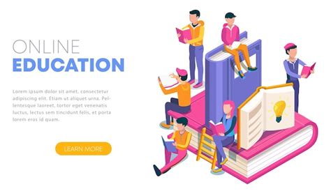 Premium Vector Modern Flat Design Isometric Concept Of Online Education Landing Page Template