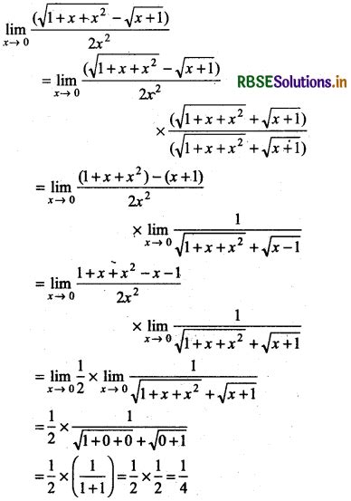 RBSE Class 11 Maths Important Questions Chapter 13 Limits And Derivatives