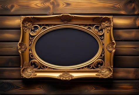 Premium Photo Vintage Gold Frame Adorning Rustic Wood