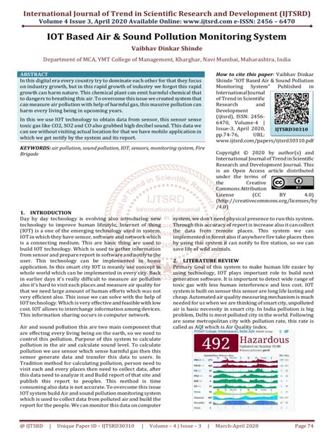 Iot Air Sound Pollution Monitoring System Research Paper