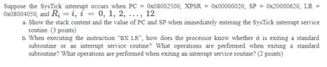 Suppose The Systick Interrupt Occurs When Pc