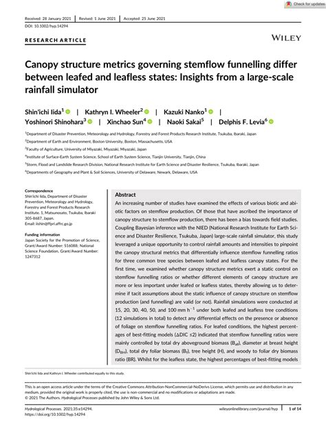 Pdf Canopy Structure Metrics Governing Stemflow Funneling Differ