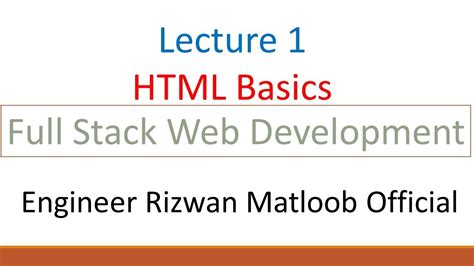 Lecture 1 Html Basics In Hindi Urdu 2024 Full Stack Web Development Course In Hindi Urdu 2024
