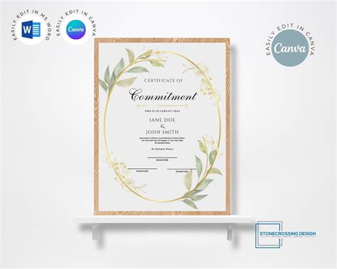 Editable Certificate Of Commitment Editable With Canva Or Microsoft Word Instant Download