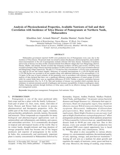 Pdf Analysis Of Physicochemical Properties Available Nutrients Of