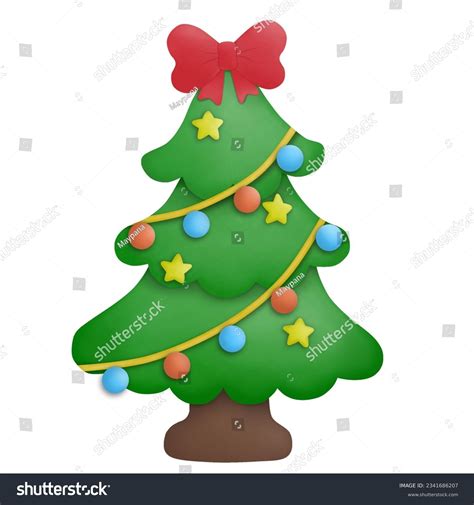 Cute Christmas Tree Cartoon Drawing Stock Illustration 2341686207