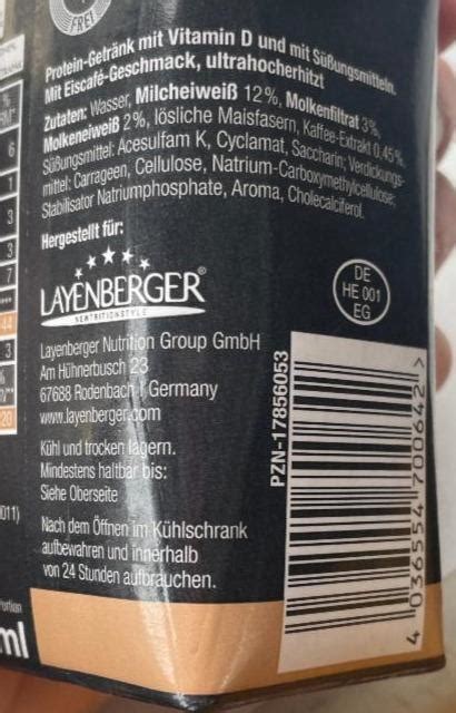 High Protein Shot Iced Coffee Layenberger Kalorie Kj A Nutriční