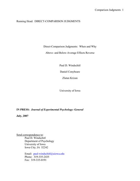 Pdf Direct Comparison Judgments When And Why Above And Below