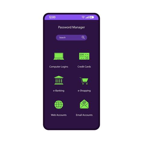 Password Manager App Smartphone Interface Vector Template Mobile User